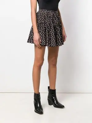 Saint Laurent Gathered Skirt In Crepe De Chine With Star Print