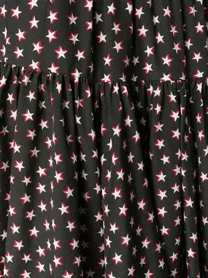Saint Laurent Gathered Skirt In Crepe De Chine With Star Print