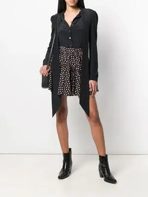 Saint Laurent Gathered Skirt In Crepe De Chine With Star Print