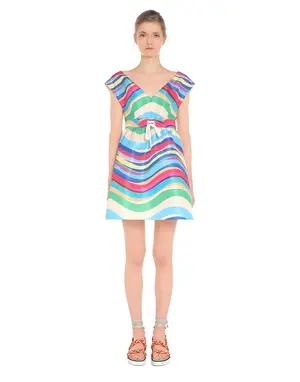 Red Valentino Printed Short Sleeve V-neck Dress