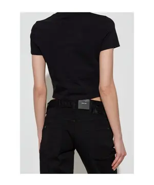 Dsquared2 Cropped Crewneck T-shirt With Pocket Detail - Black