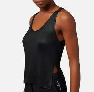 Elisabetta Franchi Metallic Knit V-neck Tank