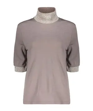 Herno Short-sleeve Knitted Turtleneck Top