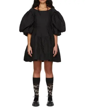 Simone Rocha Jacquard Puff-sleeve Mini Dress
