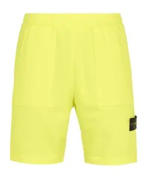 Stone Island Cotton Jersey Shorts With Zipper Pocket - Yellow