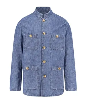 Valentino Garavani Denim Jacket With Branded Buttons - Blue
