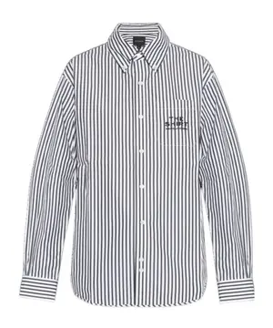 Marc Jacobs Striped Logo Embroidered Shirt - Gray