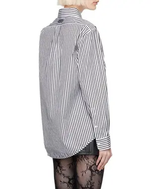Marc Jacobs Striped Logo Embroidered Shirt - Gray