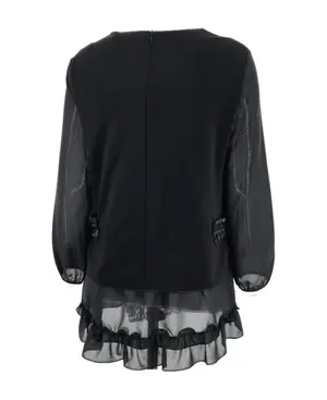 Max Mara Round Neck Long Sleeve Blouse With Ruffle Hem
