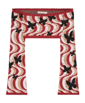 Alessandra Rich Butterfly Knit Off-shoulder Crop Top - Red
