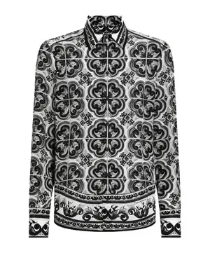 Dolce & Gabbana Majolica-print Button-up Shirt - Black