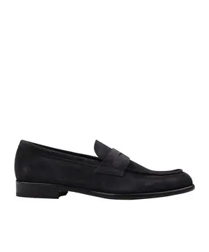 DOUCAL'S Round Toe Flat Loafers - Black