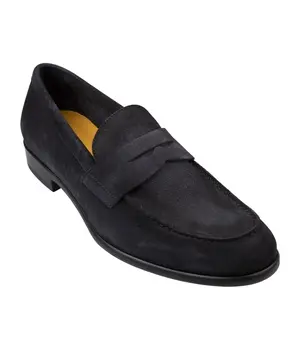 DOUCAL'S Round Toe Flat Loafers - Black