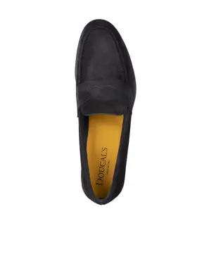 DOUCAL'S Round Toe Flat Loafers - Black