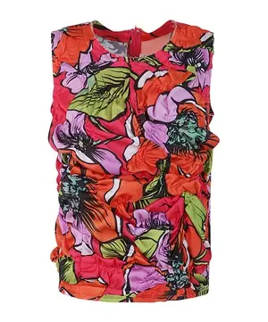Comme Des Garçons Floral Pattern Vest - Red