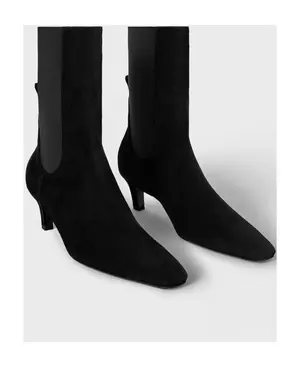 TOTEME Pointed Toe High Heel Ankle Boots - Black