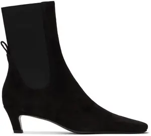 TOTEME Pointed Toe High Heel Ankle Boots - Black