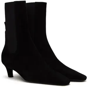 TOTEME Pointed Toe High Heel Ankle Boots - Black