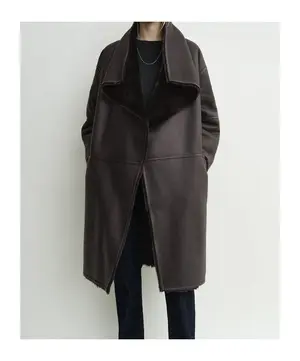 TOTEME Paneled Shearling Coat - Dark Brown