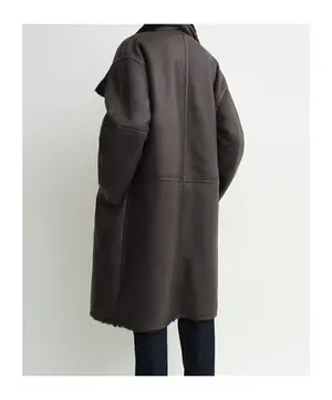 TOTEME Paneled Shearling Coat - Dark Brown