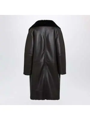 TOTEME Paneled Shearling Coat - Dark Brown