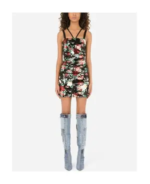 Dolce & Gabbana Floral Sequin Embellished Mini Dress - Black