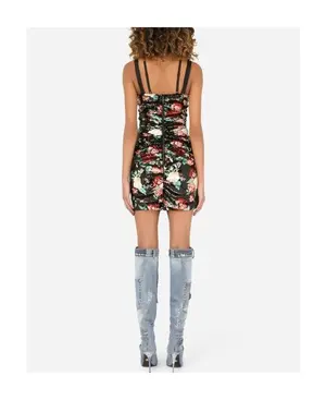 Dolce & Gabbana Floral Sequin Embellished Mini Dress - Black