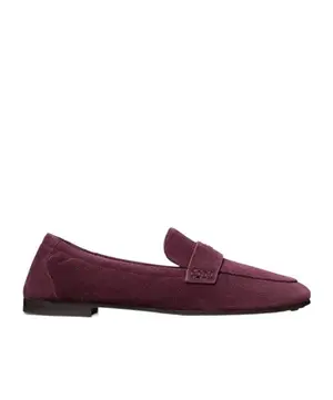 Tory Burch Slip-on Ballet Loafers With Metal Logo Stud - Plum