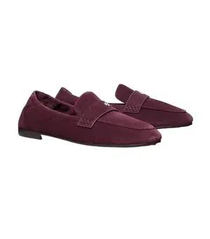 Tory Burch Slip-on Ballet Loafers With Metal Logo Stud - Plum