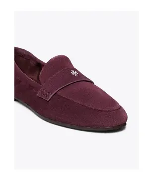 Tory Burch Slip-on Ballet Loafers With Metal Logo Stud - Plum