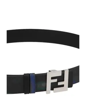 Fendi Abstract Print Leather Belt - Black
