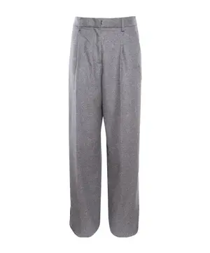 FORTE_FORTE Pleated Straight Leg Trousers - Gray