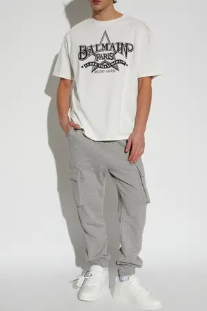 Balmain Drawstring Cargo Trousers - Gray