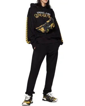Versace Logo Printed Drawstring Hoodie