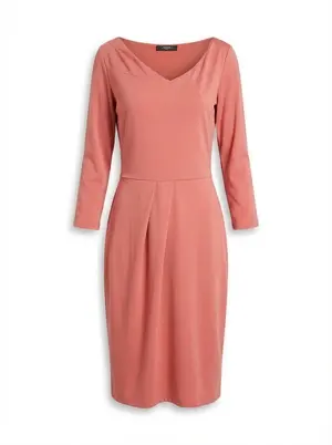 Max Mara Pleated Detail Midi Dress - Brown