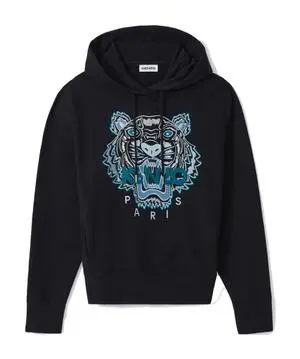 Kenzo Tiger Logo Embroidered Hoodie - Black