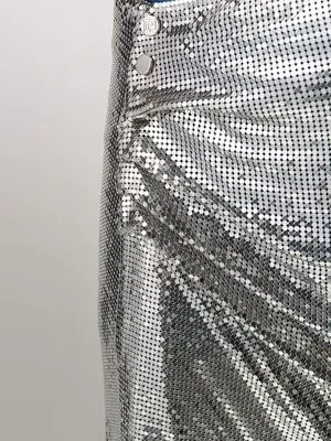 Rabanne Asymmetric Metallic Ruched Midi Skirt