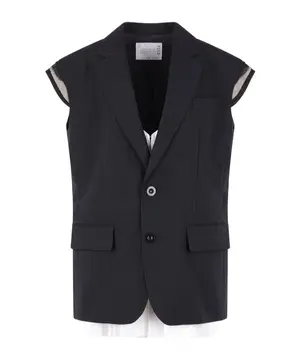 Sacai Chalk Stripe Vest - Black