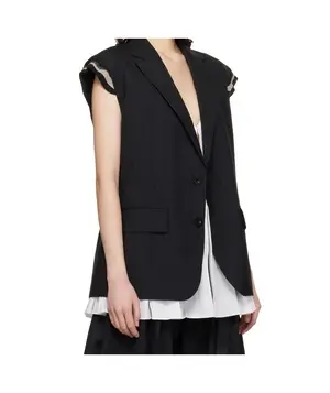 Sacai Chalk Stripe Vest - Black
