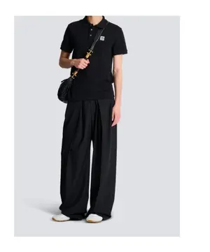 Balmain Logo Embroidered Short-sleeved Polo Shirt - Black