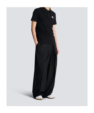 Balmain Logo Embroidered Short-sleeved Polo Shirt - Black