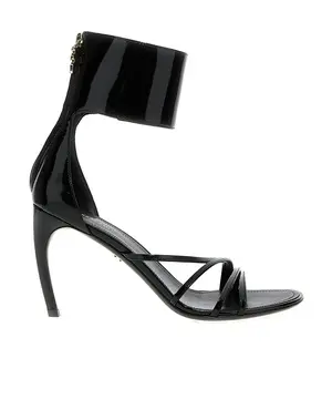 FERRAGAMO Patent Leather Curved Heel Sandals