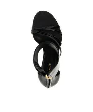 FERRAGAMO Patent Leather Curved Heel Sandals