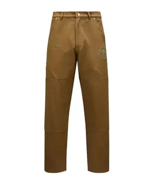 Moncler Cotton Canvas Logo Embroidered Trousers