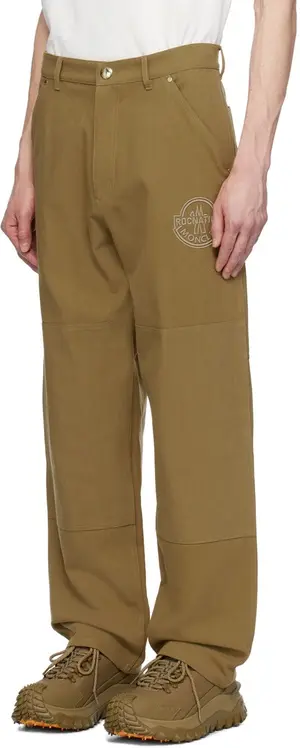 Moncler Cotton Canvas Logo Embroidered Trousers