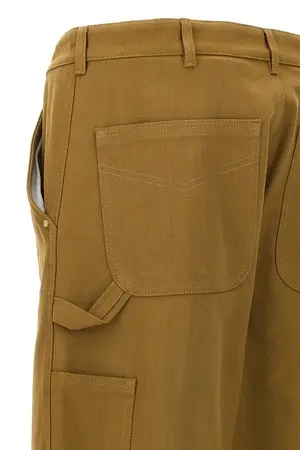 Moncler Cotton Canvas Logo Embroidered Trousers