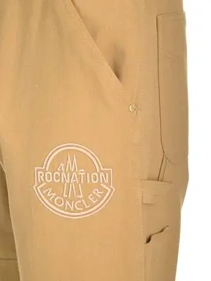 Moncler Cotton Canvas Logo Embroidered Trousers