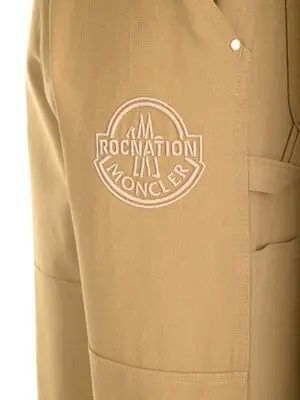 Moncler Cotton Canvas Logo Embroidered Trousers