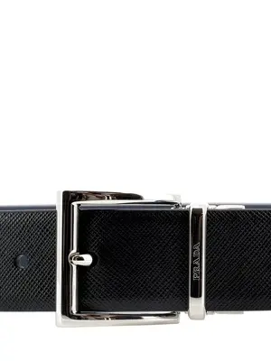 Prada Logo Detailed Reversible Buckle Belt - Black