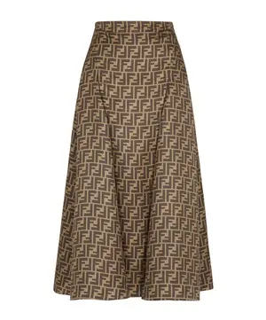 Fendi Fendi FF Pattern High-Waisted Maxi Skirt Brown